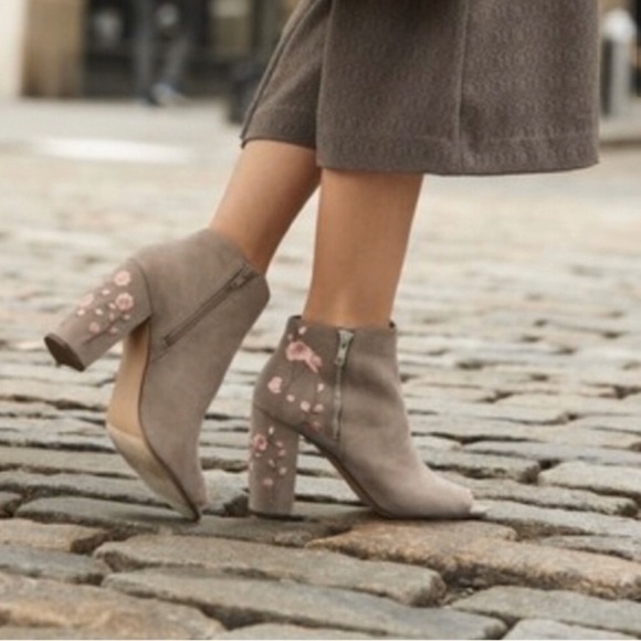 Candie's | Shoes | Candies Floral Embroidered Faux Suede Peeptoe Ankle ...